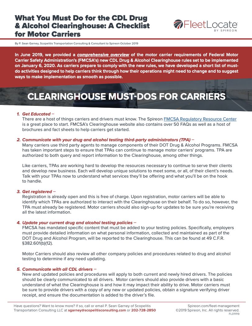 Drug & Alcohol Clearinghouse Resources - FleetLocate by Spireon